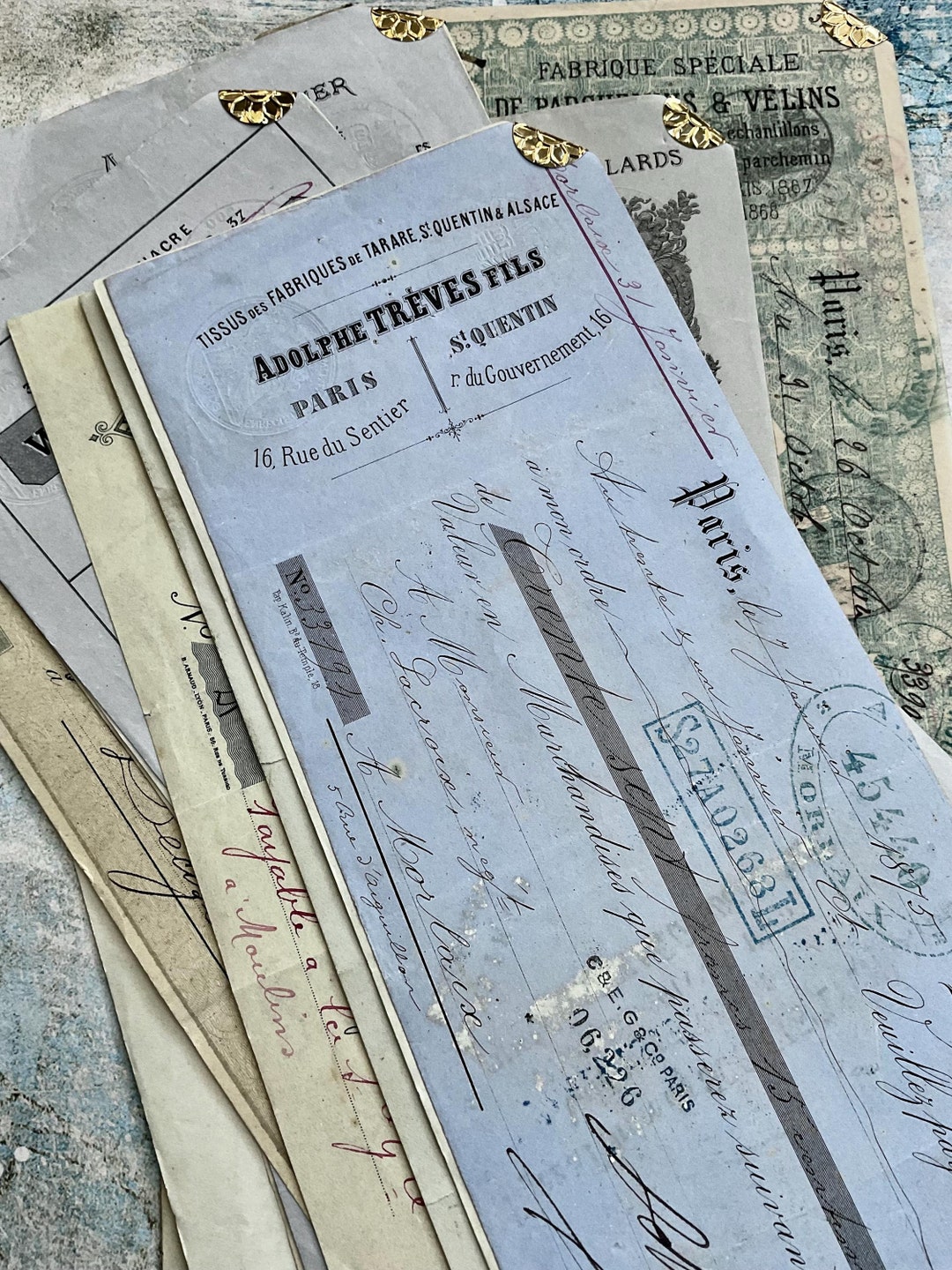 1870s-1920s,antique Vintage French Ephemera/10 Pcs/payment Checks ...