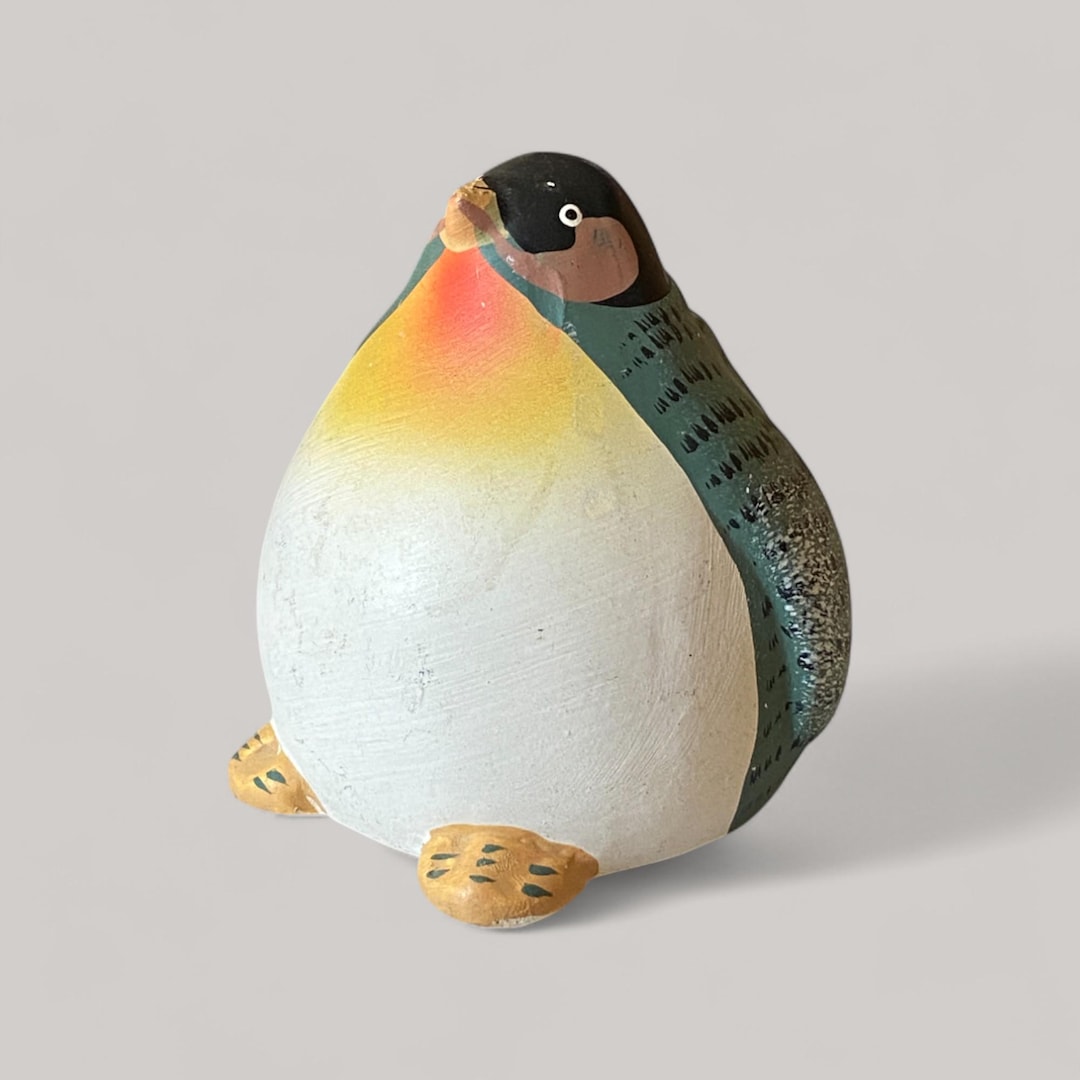 Vintage Porcelain Penguin Figurine, Hand-painted in Beautiful Green ...