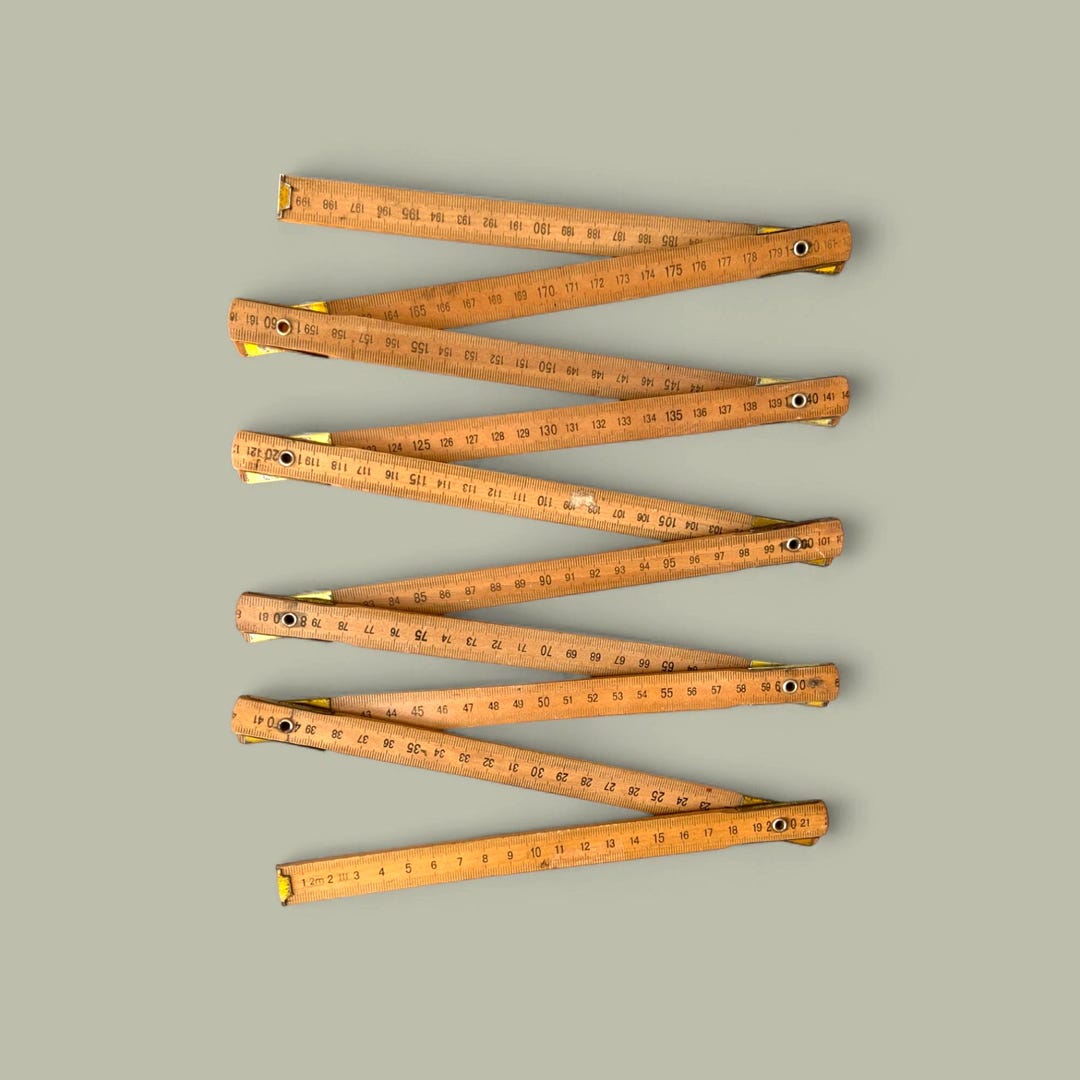 Vintage Wooden Folding Ruler 2m, Old Double Folding Ruler, Industrial ...