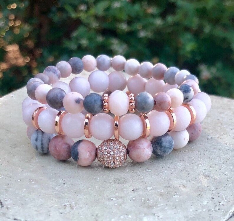 Rose Gold Jewelry Rose Gold Bracelet Gemstone Bead Bracelet - Etsy