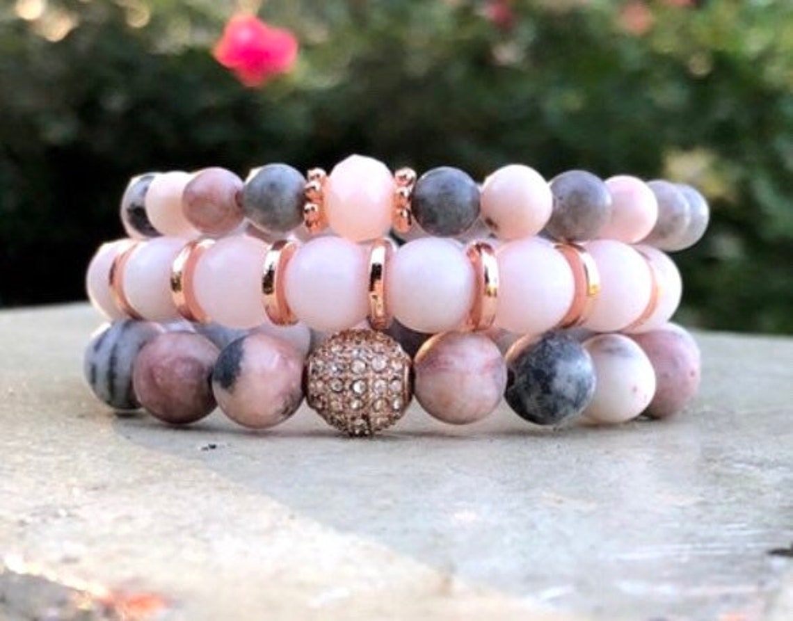 Rose Gold Jewelry Rose Gold Bracelet Gemstone Bead Bracelet - Etsy