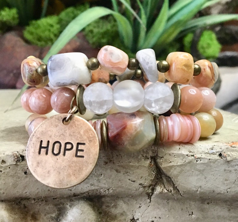 Rustic Bead Bracelet Set Copper Bead Bracelets Stackable | Etsy