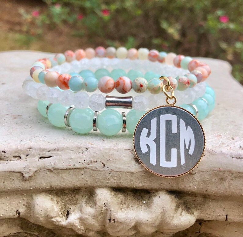 Monogram Stackable Bracelet Set Stackable Bracelet Set - Etsy