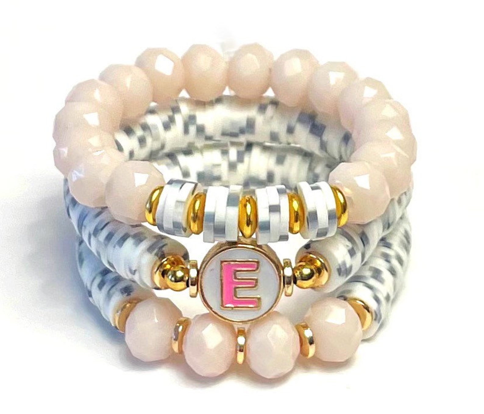 Enamel Initial Bracelets Letter Bracelets Name Bracelets - Etsy