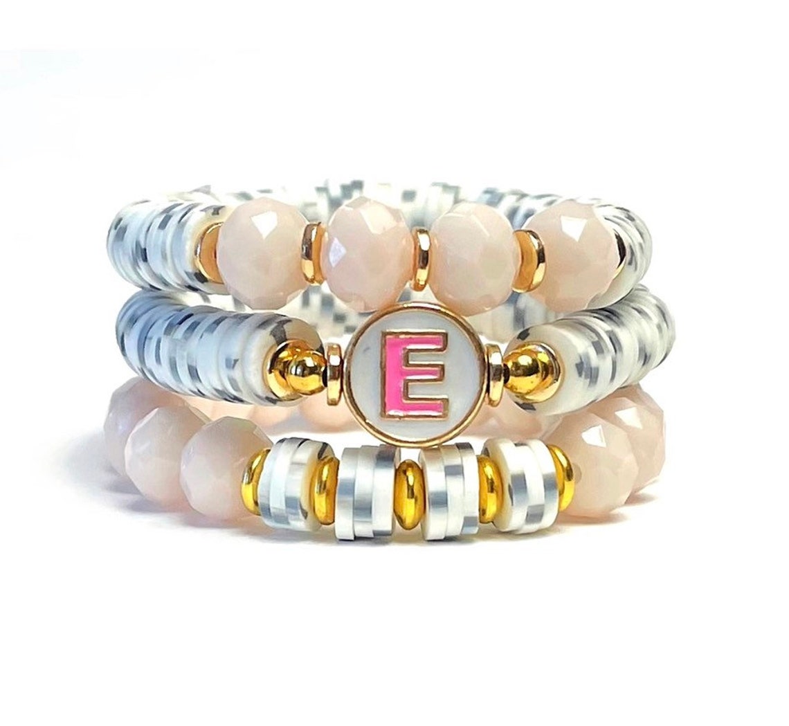 Enamel Initial Bracelets Letter Bracelets Name Bracelets - Etsy