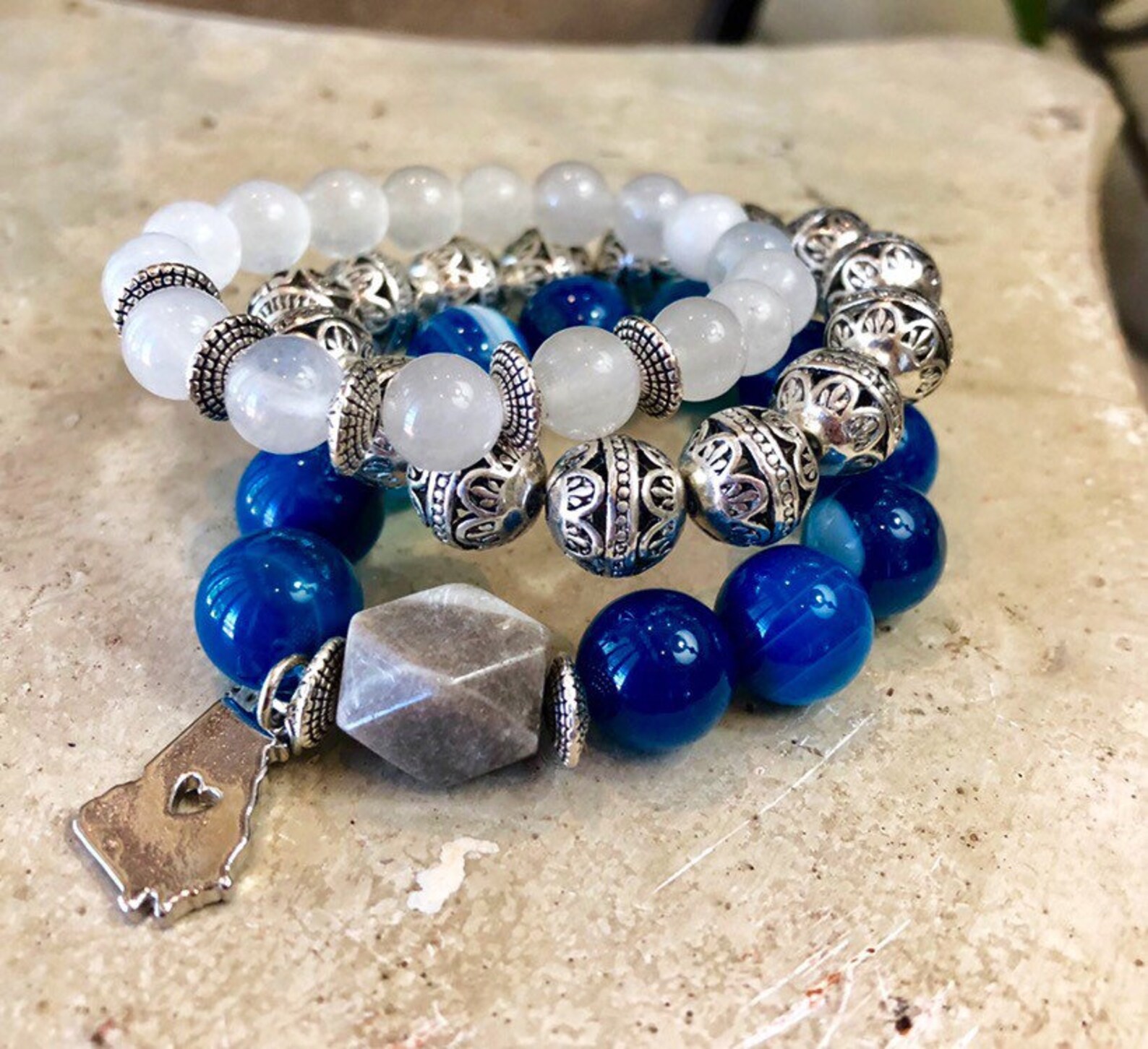 Georgia Charm, Handmade Jewelry, Blue Sapphire Bracelet, Stackable ...