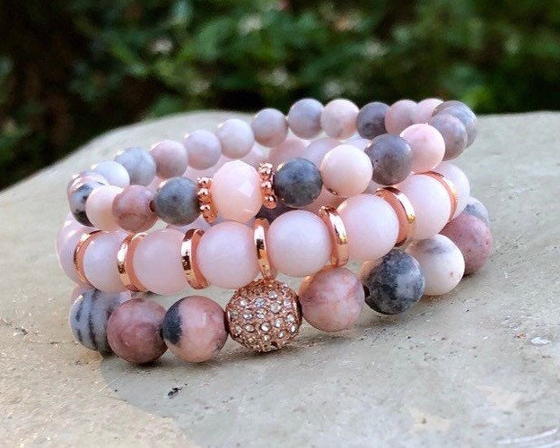 Rose Gold Jewelry Rose Gold Bracelet Gemstone Bead Bracelet - Etsy