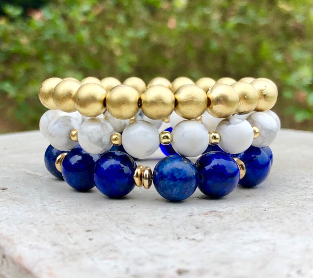 Stretch Stacking Jewelry, Gold Plated Jewelry, Lapis Lazuli Jewelry ...