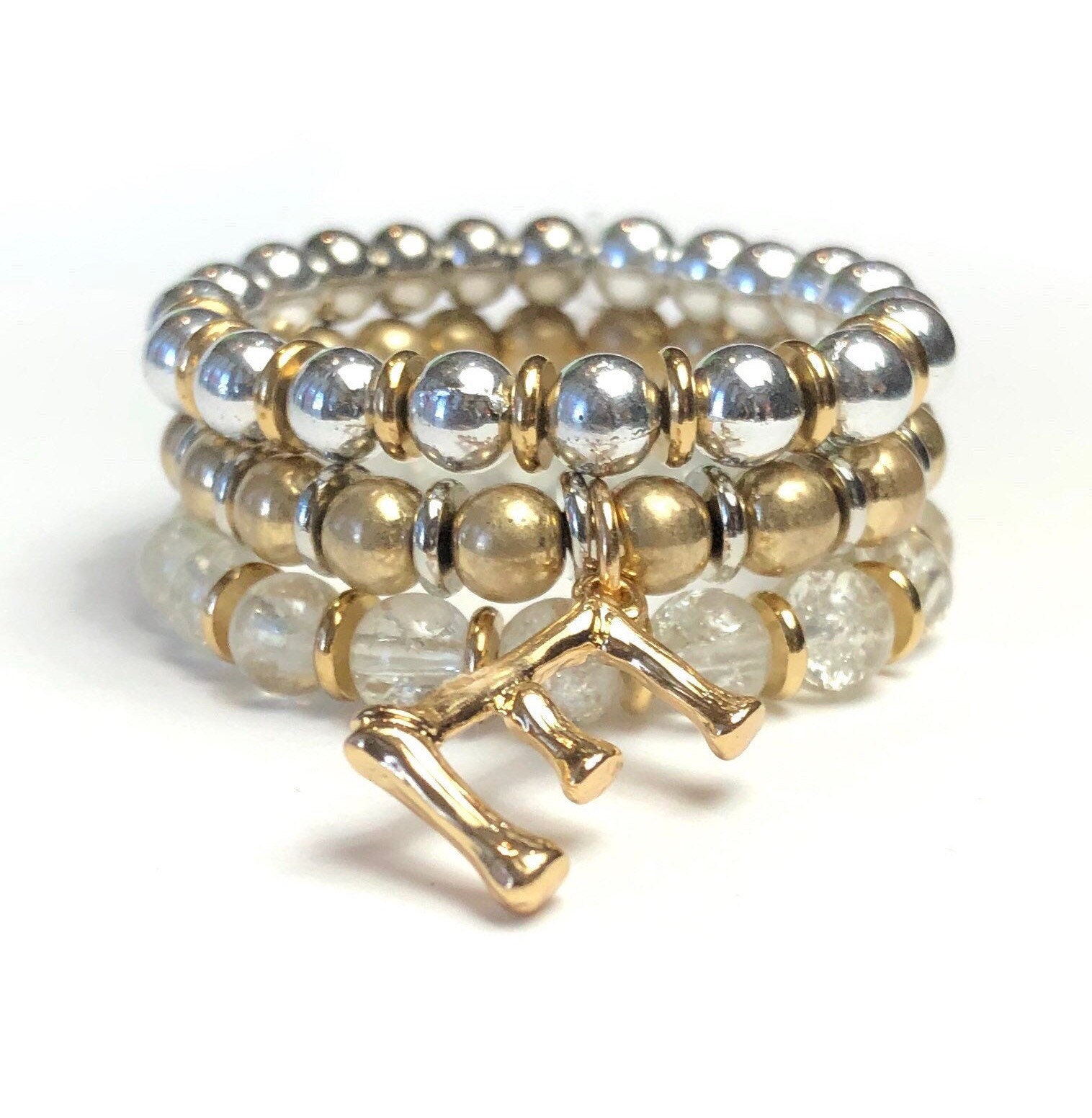 Monogram Bead Bracelet Monogram Bracelet Personalized Beaded | Etsy