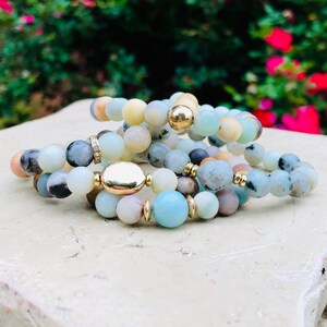 Amazonite Bracelet Set, Glass Bead Bracelet, Inexpensive Gifts for Her ...