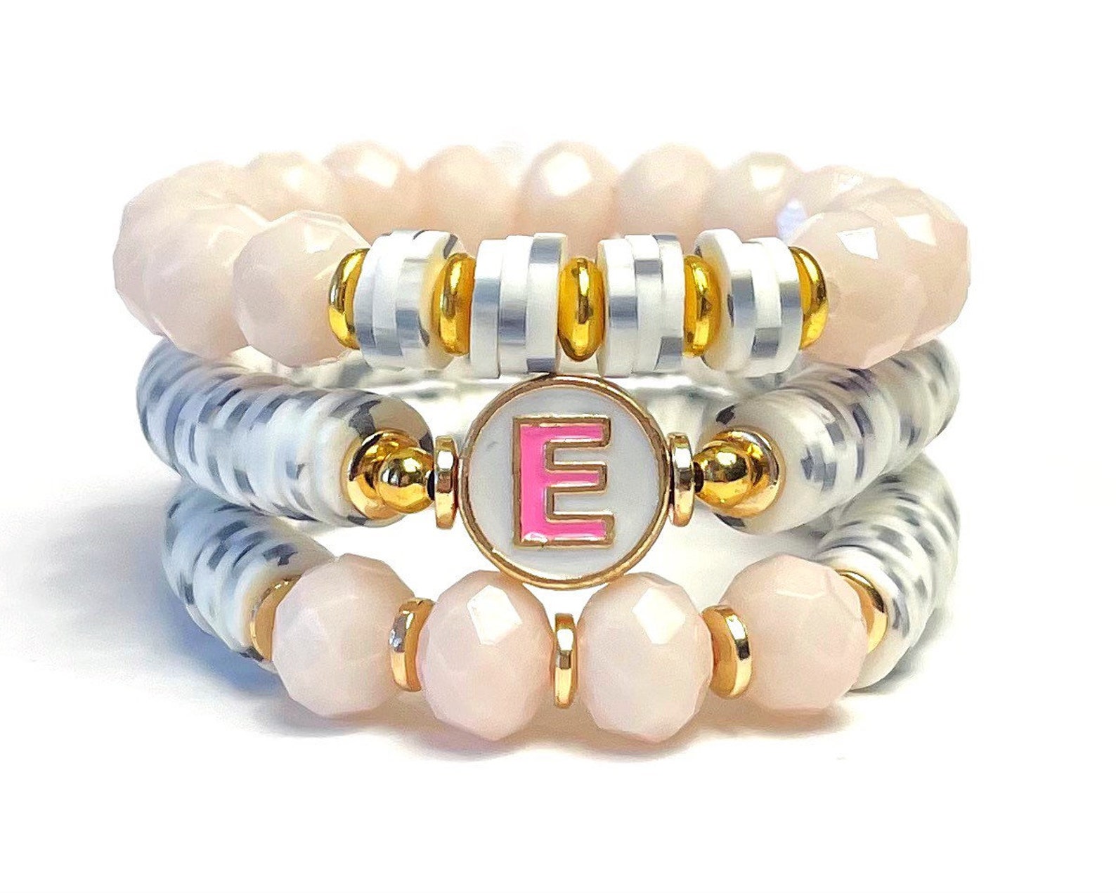 Enamel Initial Bracelets Letter Bracelets Name Bracelets - Etsy