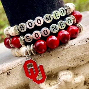 Oklahoma University Sooners, Football Bracelet, Boomer Sooner Football ...
