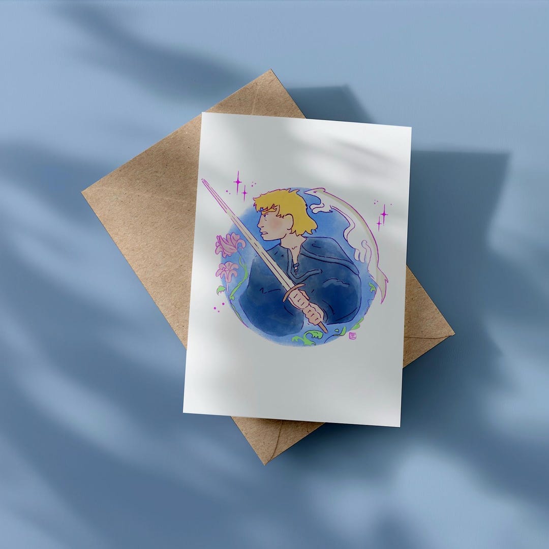 Gift Card - Young Knight - Hand Drawn Printed Greeting Card - A6 - Etsy