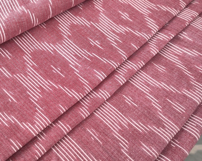 Ikat Fabric Diamond Pattern Dusty Rose With White Stripes, Indian ...