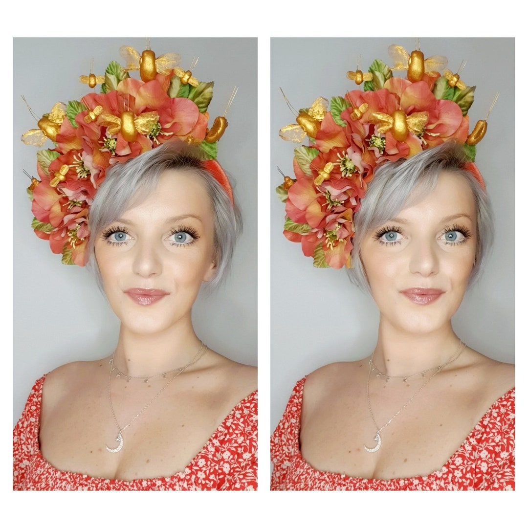 Statement Golden Bee Headpiece With Golden Peach Hellbores,orange ...