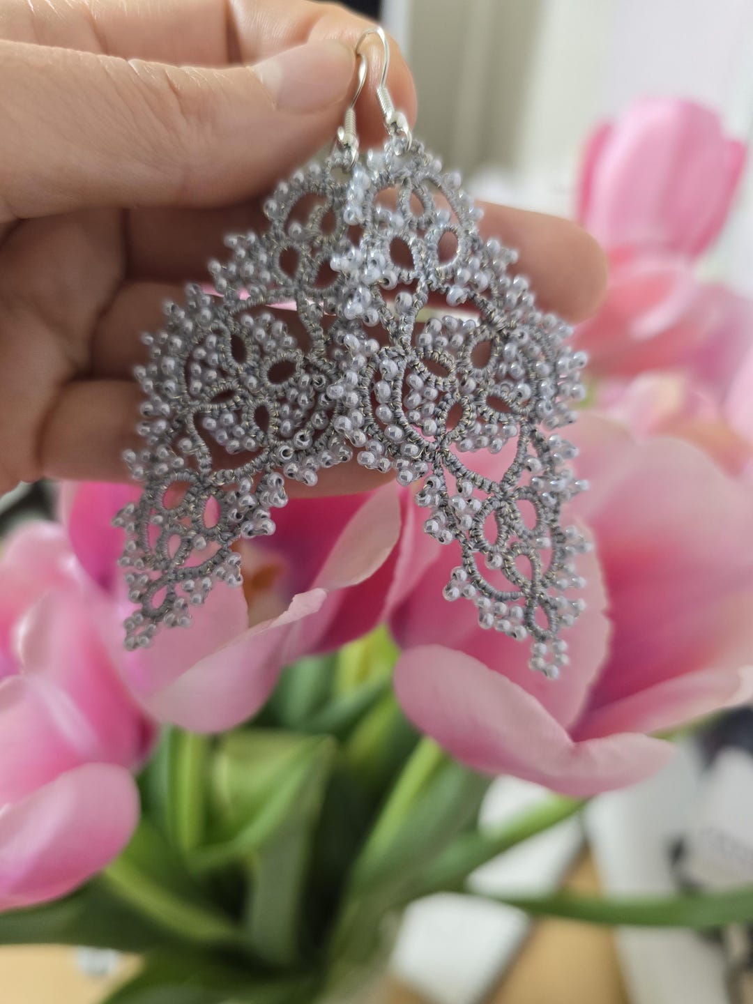 Tatted Earrings - ' Merlin ', Unique Earrings, Lacypaths, Statement ...