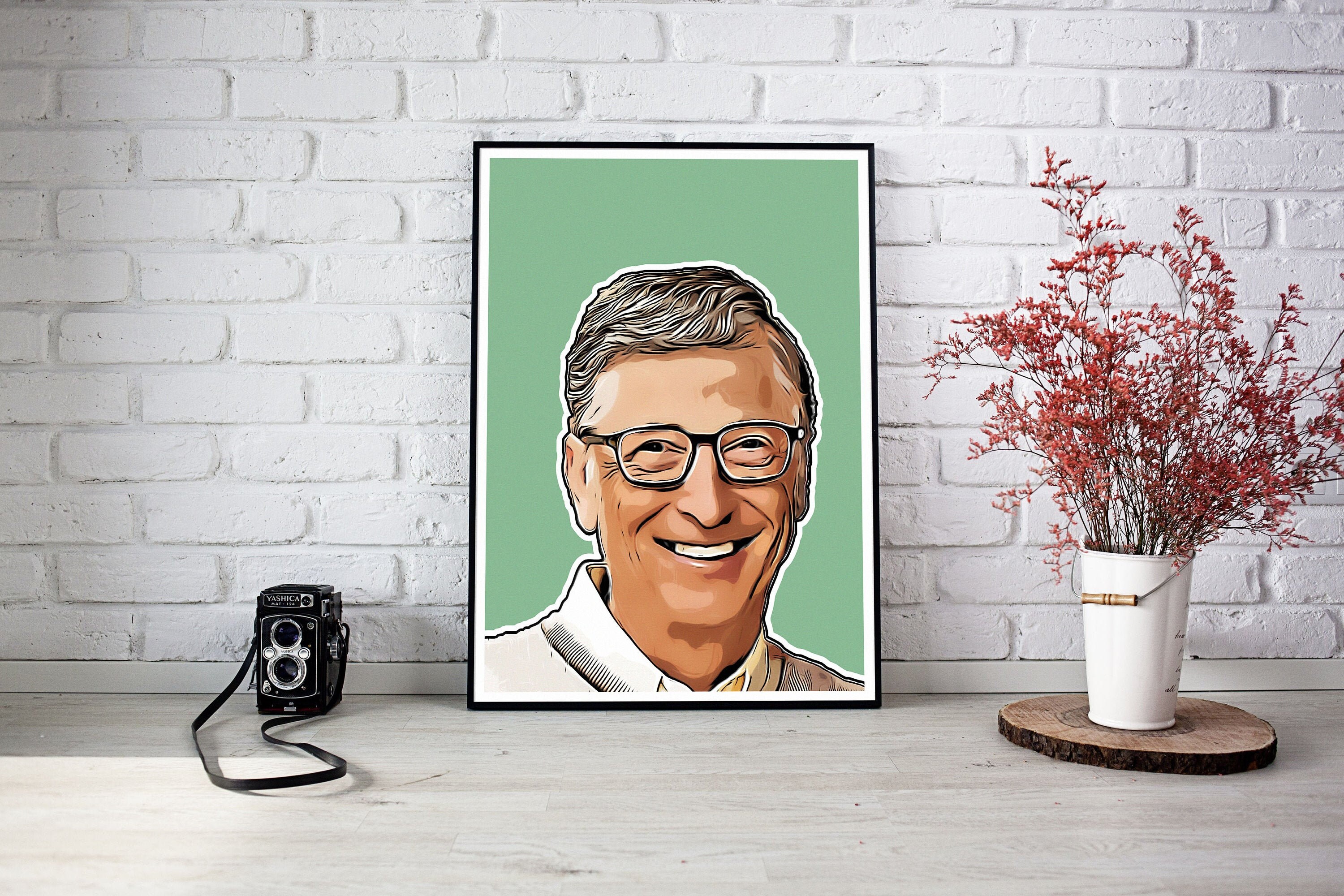 Bill Gates Cartoon Portrait Poster Print Wall Art and | Etsy UK