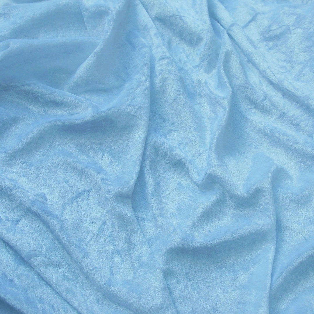 Premium Baby Blue Crushed Velvet Velour Fabric Material Dressmaking ...