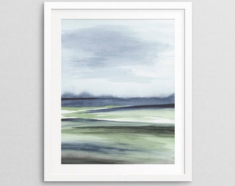 ART PRINT Valley View I, Blue and Green Wall Art, Abstract Nature ...