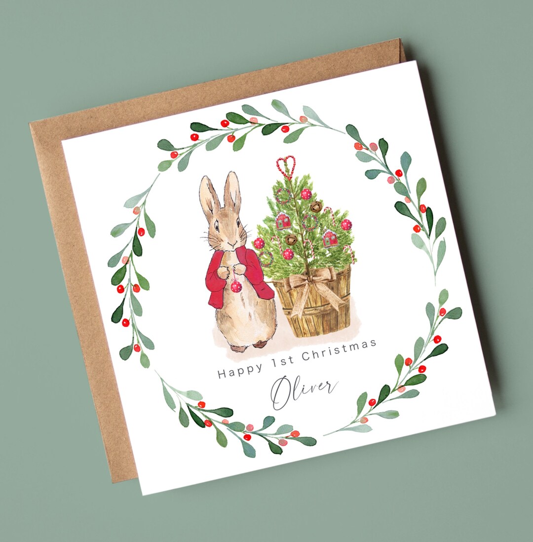 Happy 1st Christmas Card, Personalised Christmas Card for Girl Boy ...