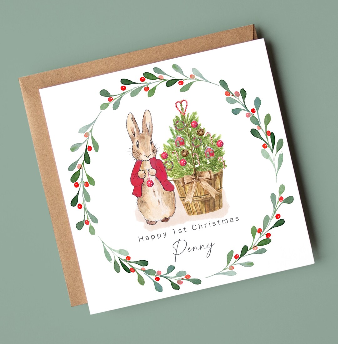 Happy 1st Christmas Card, Personalised Christmas Card for Girl and Boy ...