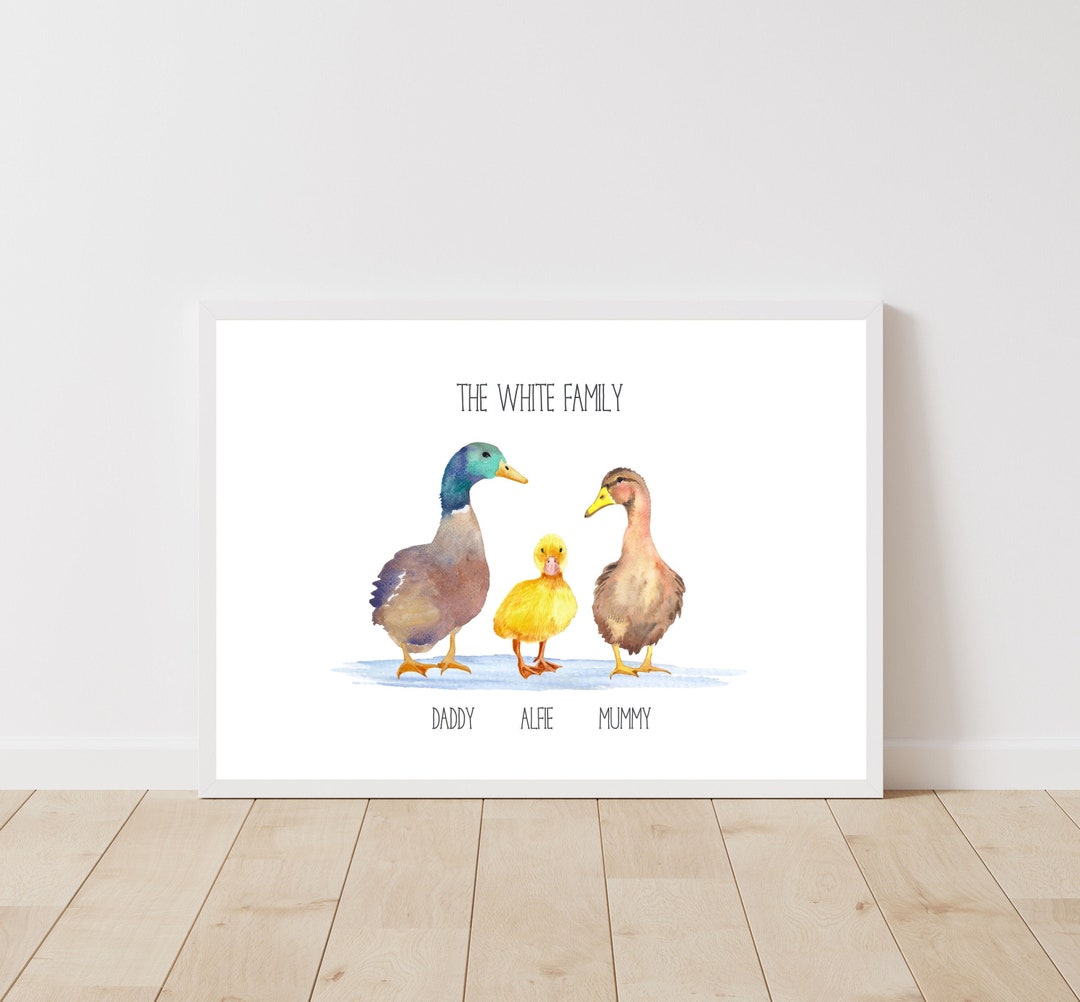 Personalised Duck Family Framed Print - Personalised Family Print ...