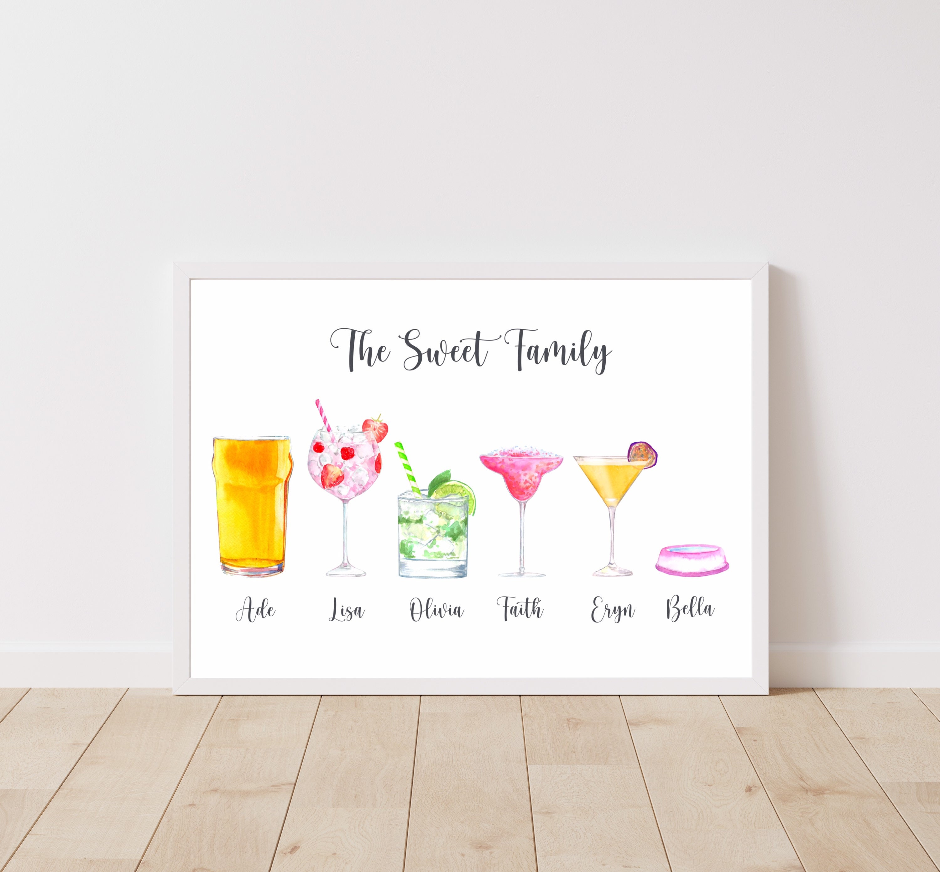 Family Drinks Personalised Family Print Custom Drink Print | Etsy UK