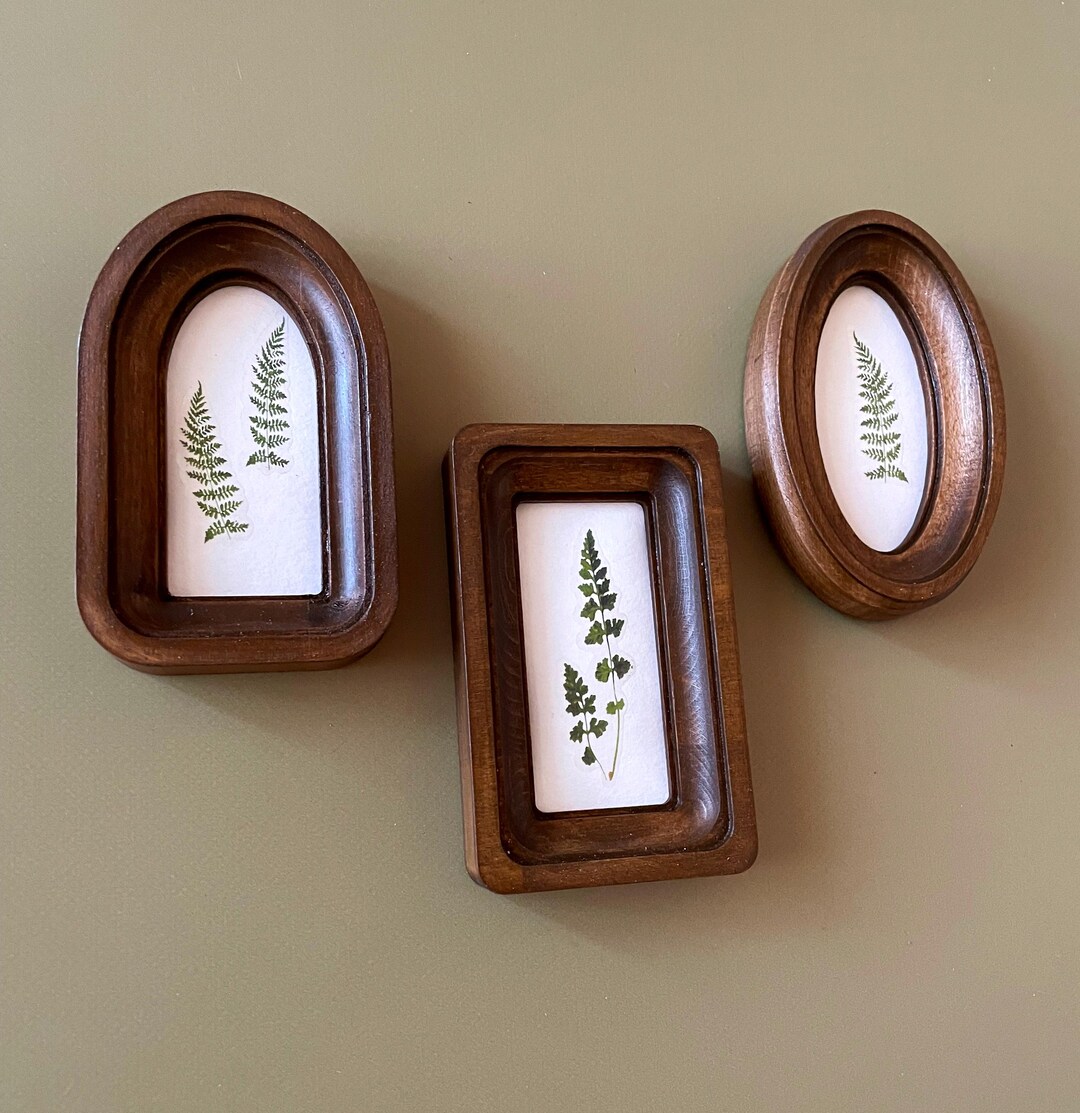 Set of 3 Miniature Wooden Frames 2 X 4" Oval Frame 2 X 4" Arched Frame ...