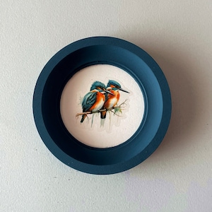 Blue Round Picture Frame, Circular Frame, Round Wooden Frame, Round ...