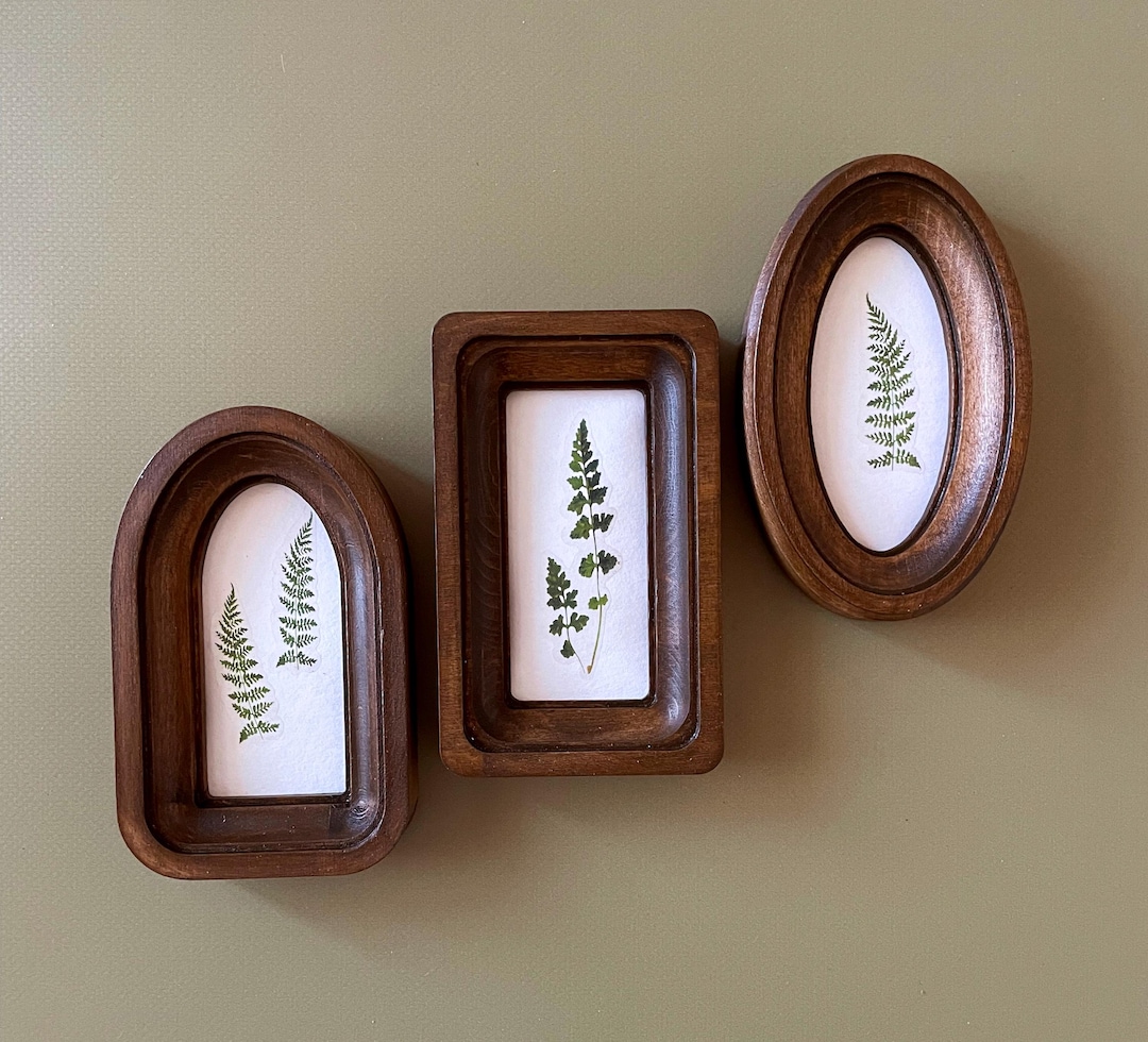 Set of 3 Miniature Wooden Frames 2 X 4" Oval Frame 2 X 4" Arched Frame ...