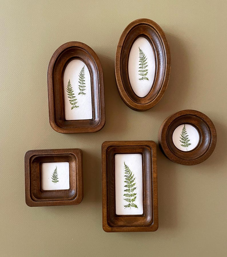 Set Miniature Wooden Frames 2 Inch Round Frame 2x4 Inch Oval Frame 2x4 ...