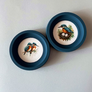 Blue Round Picture Frame, Circular Frame, Round Wooden Frame, Round ...