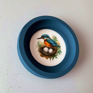 Blue Round Picture Frame, Circular Frame, Round Wooden Frame, Round ...