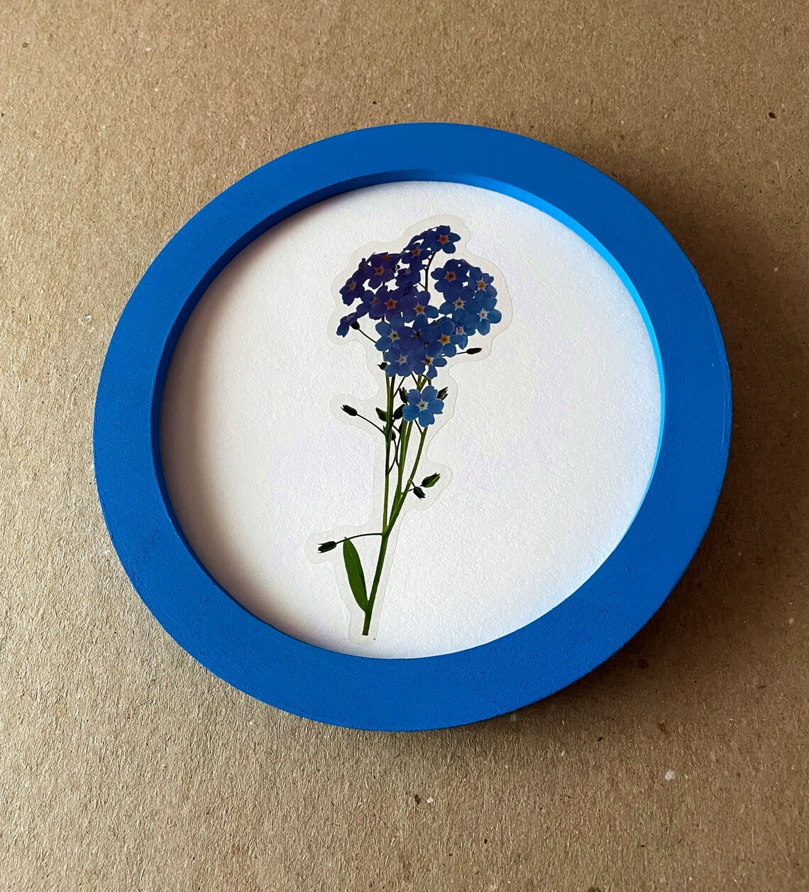 Blue Circular Frame, Round Wooden Frame, Round Frame Picture Frames for ...