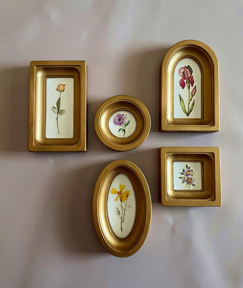 Miniature Golden Wood Frame Set: 3x3, 3x5, Oval, Round, Arched - Etsy