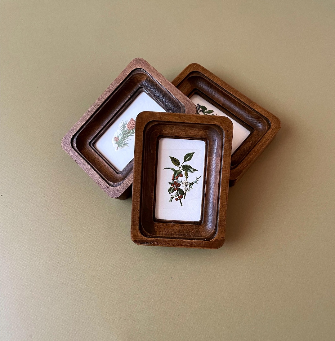 Set of 3 Small Brown Frames With Round Corners for Photos or Embroidery ...