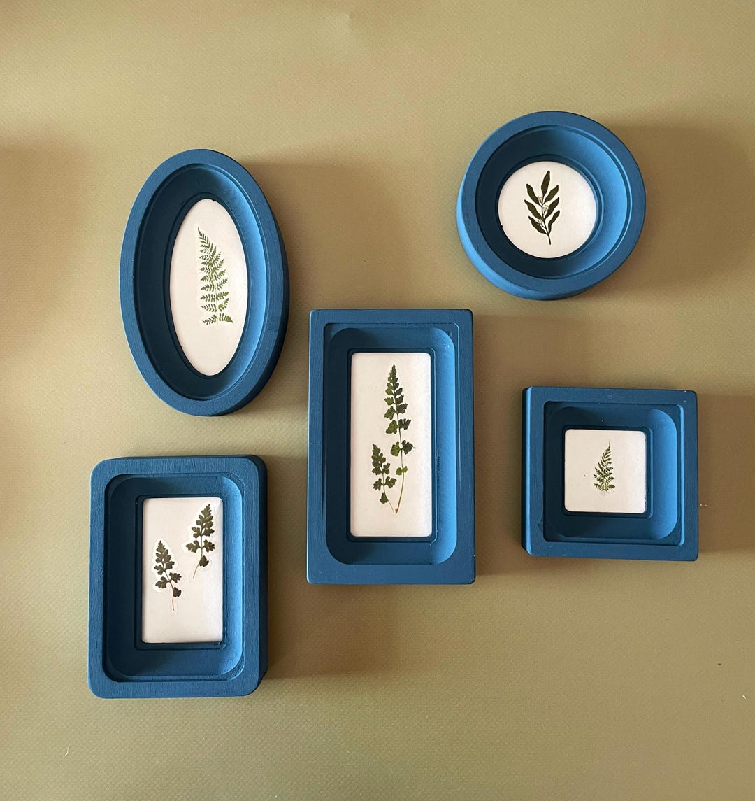 Set Blue Miniature Wooden Frames Circles 2 Inches, Rectangles 2x3 ...