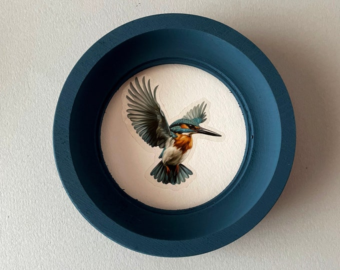 Blue Round Picture Frame, Circular Frame, Round Wooden Frame, Round ...