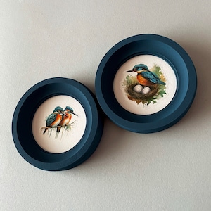 Blue Round Picture Frame, Circular Frame, Round Wooden Frame, Round ...