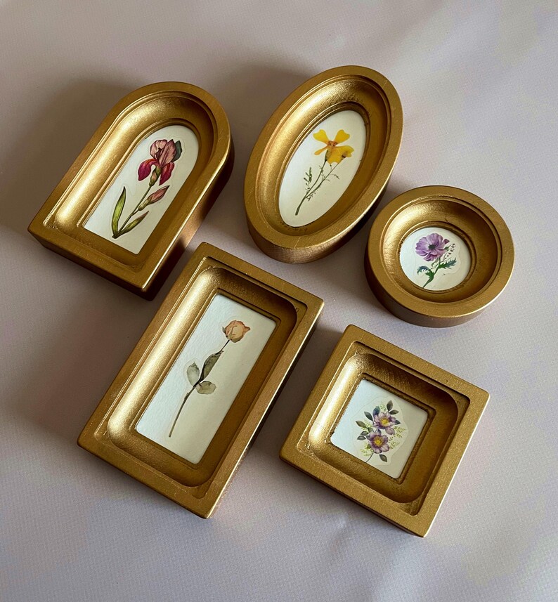 Miniature Golden Wood Frame Set: 3x3, 3x5, Oval, Round, Arched - Etsy