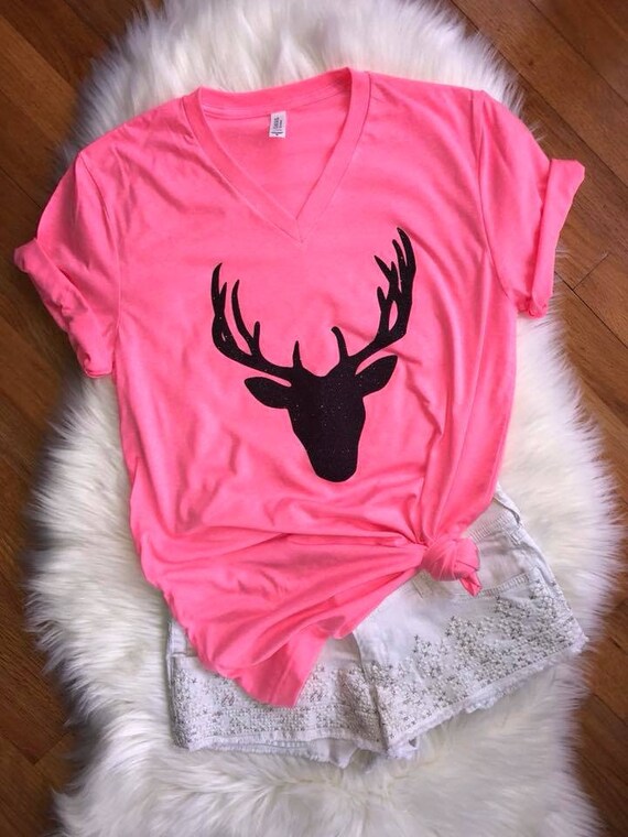 Women's Deer Shirt Glitter Deer Top Girls Hunting Shirt | Etsy