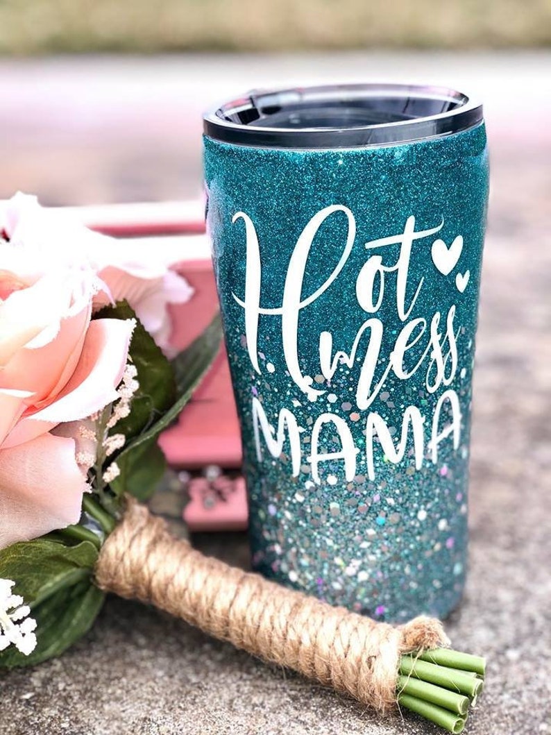 Mama Tumbler Mama Epoxy Tumbler Teal Glitter Cup Glitter Etsy
