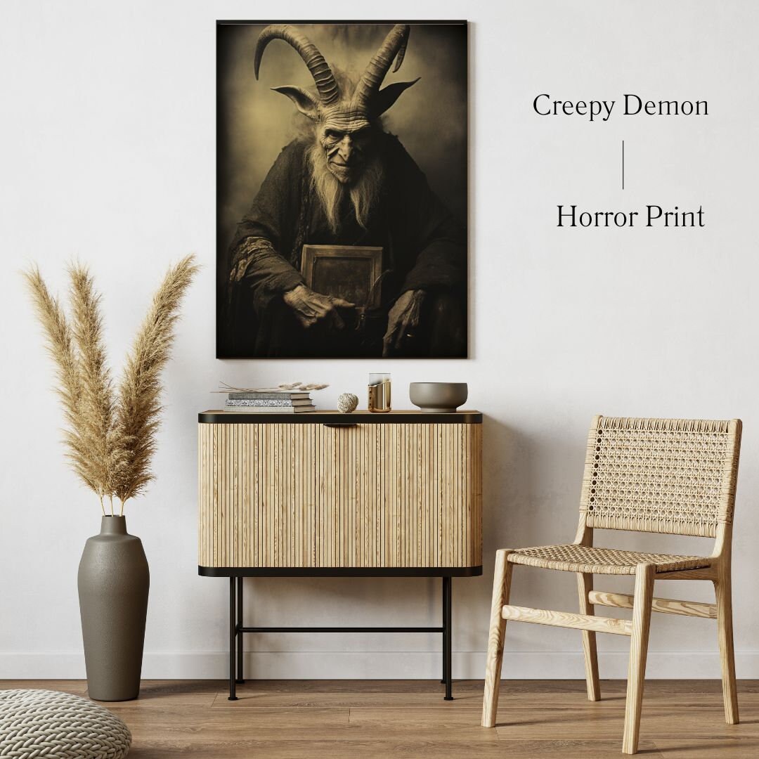 Demon Print, Creepy Demon Art, Spooky Demon Print, Horror Prints Decor ...