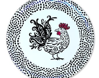 Round Rooster Tray | Etsy
