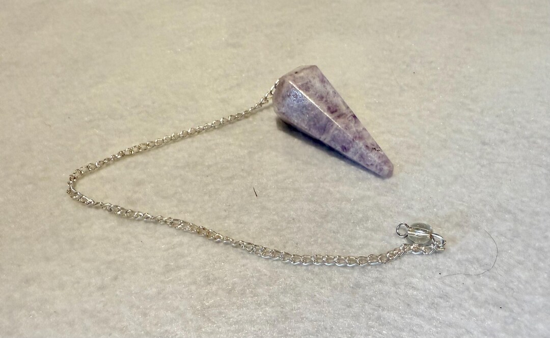 This Pretty Purple Lepidolite Pendulum is 1.5” and With Chain is 9” - Etsy