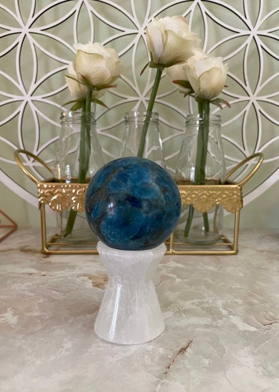 Selenite Sphere Stand - Hourglass Holds and Charges Various Size of ...