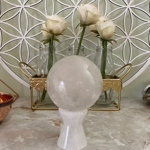 Selenite Sphere Stand - Hourglass Holds and Charges Various Size of ...