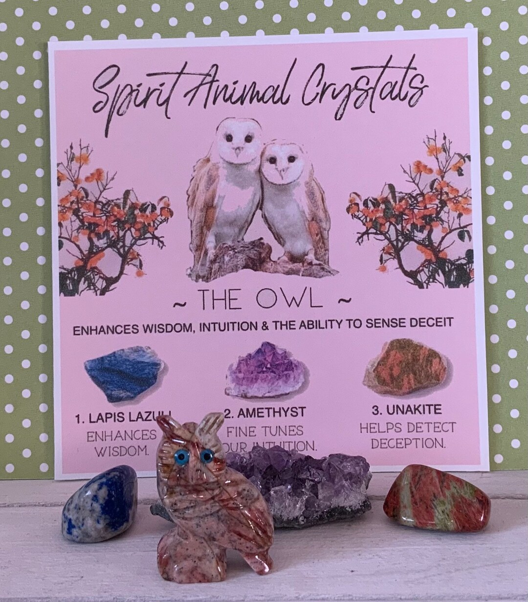 Spirit Animal Crystal Gift Set the Owl - Etsy