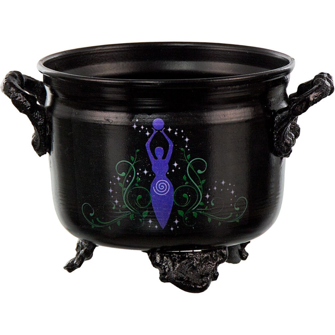 Black, Metal Witches Cauldron With Goddess Print - Etsy