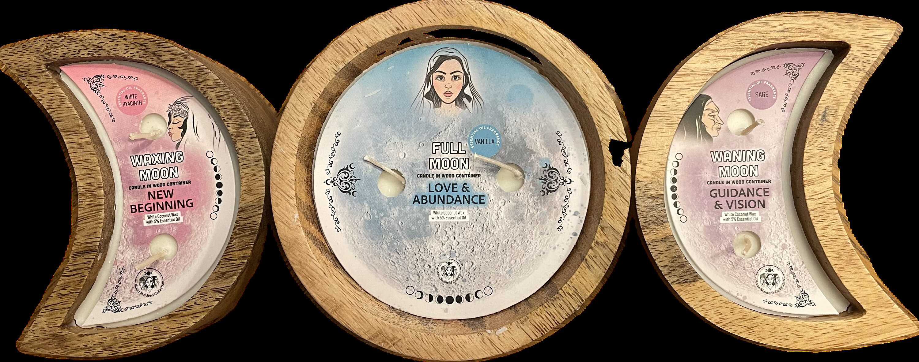 Moon Maidens Candle Collection - Waxing Moon - White Hyacinth - Lead ...